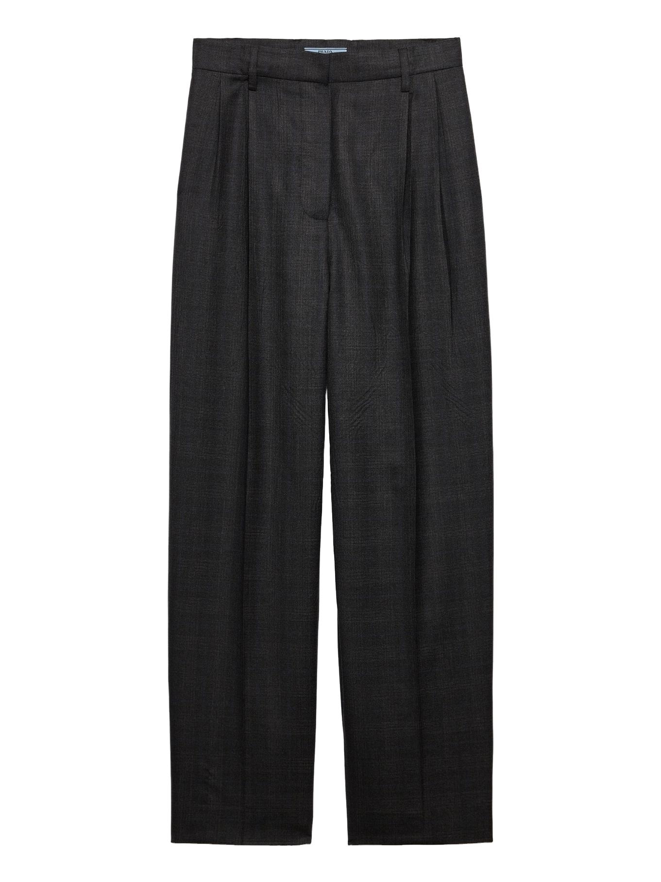 PRADA Prada Pleated Wide-Leg Check Trousers